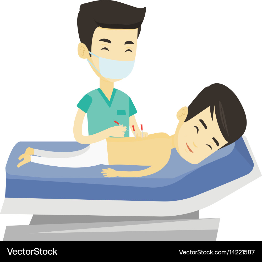 Acupuncturist doctor making acupuncture therapy Vector Image