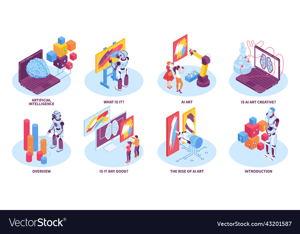 Ai art isometric compositions Royalty Free Vector Image