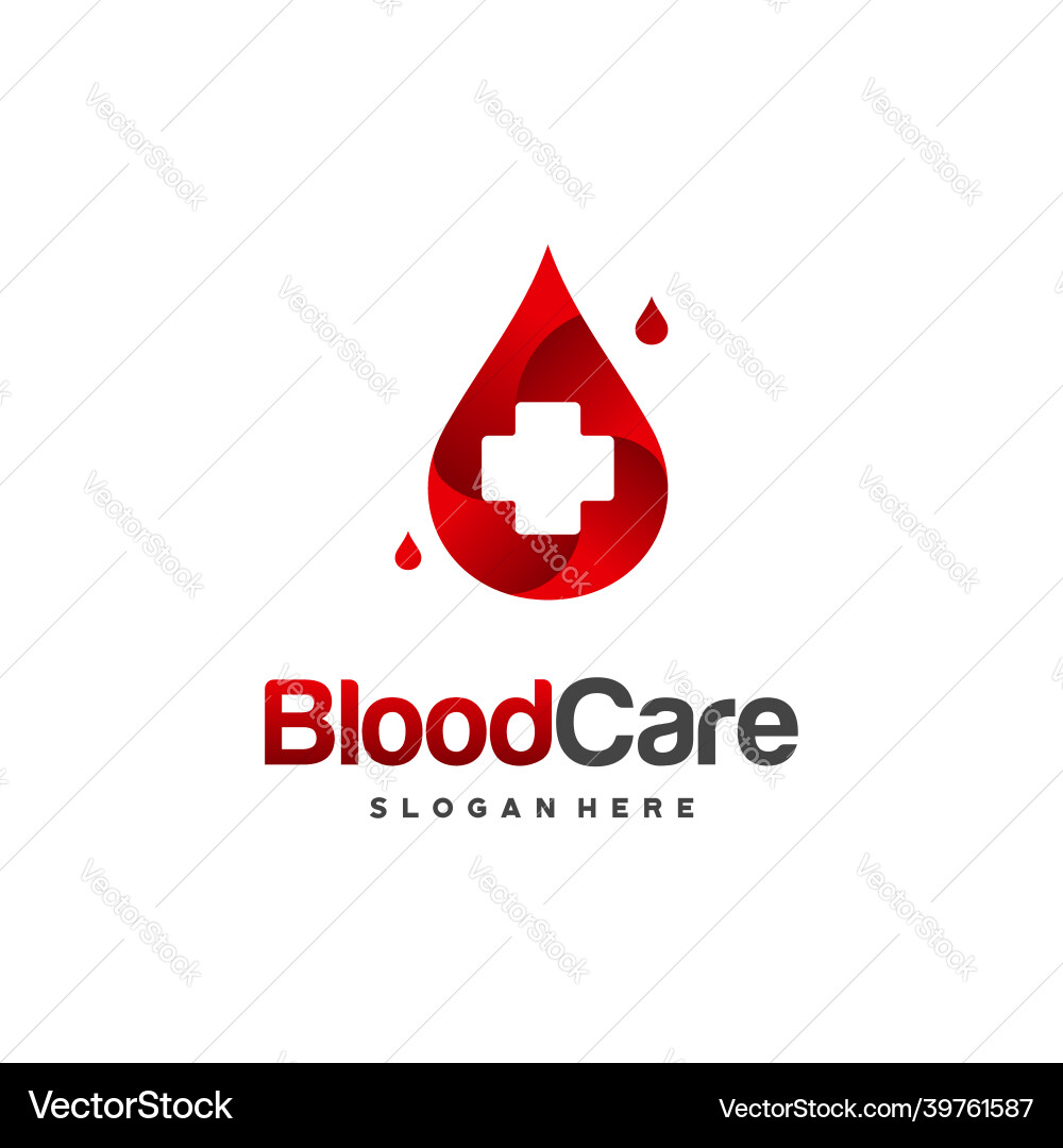 Blood care logo designs concept and plus Vector Image