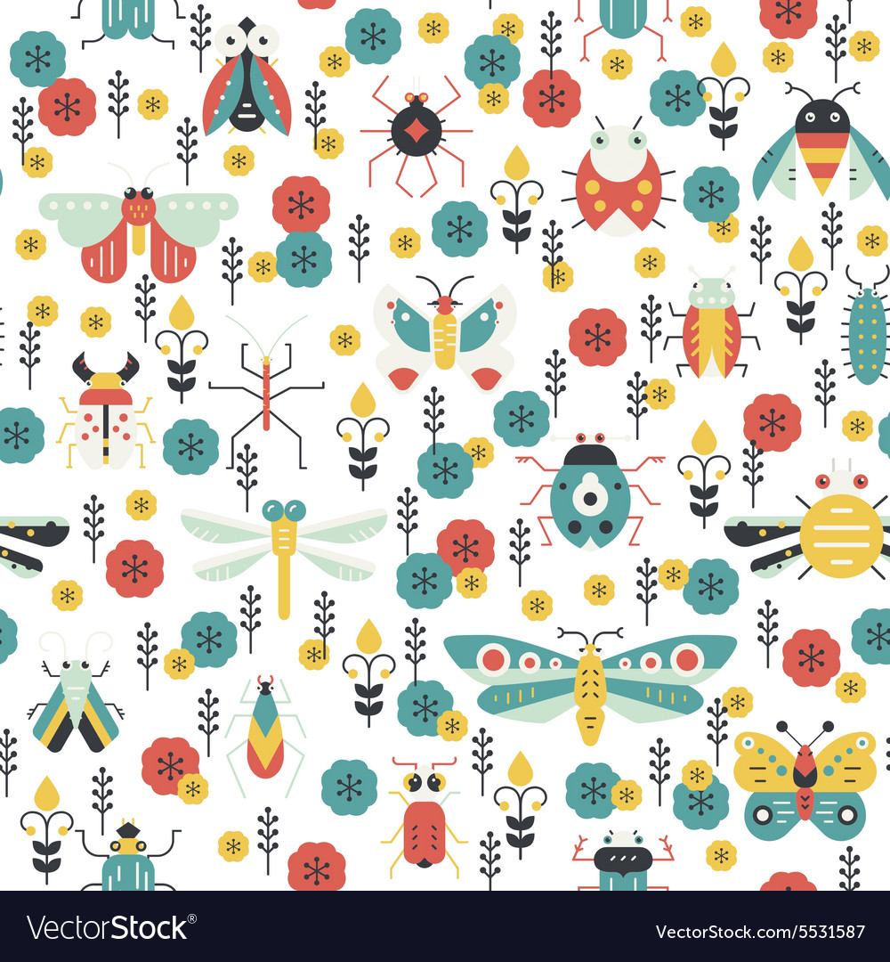 Colorful bug pattern Royalty Free Vector Image
