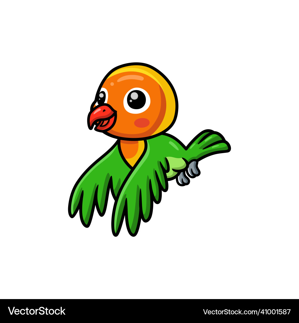 Cute little parrot cartoon flying Royalty Free Vector Image