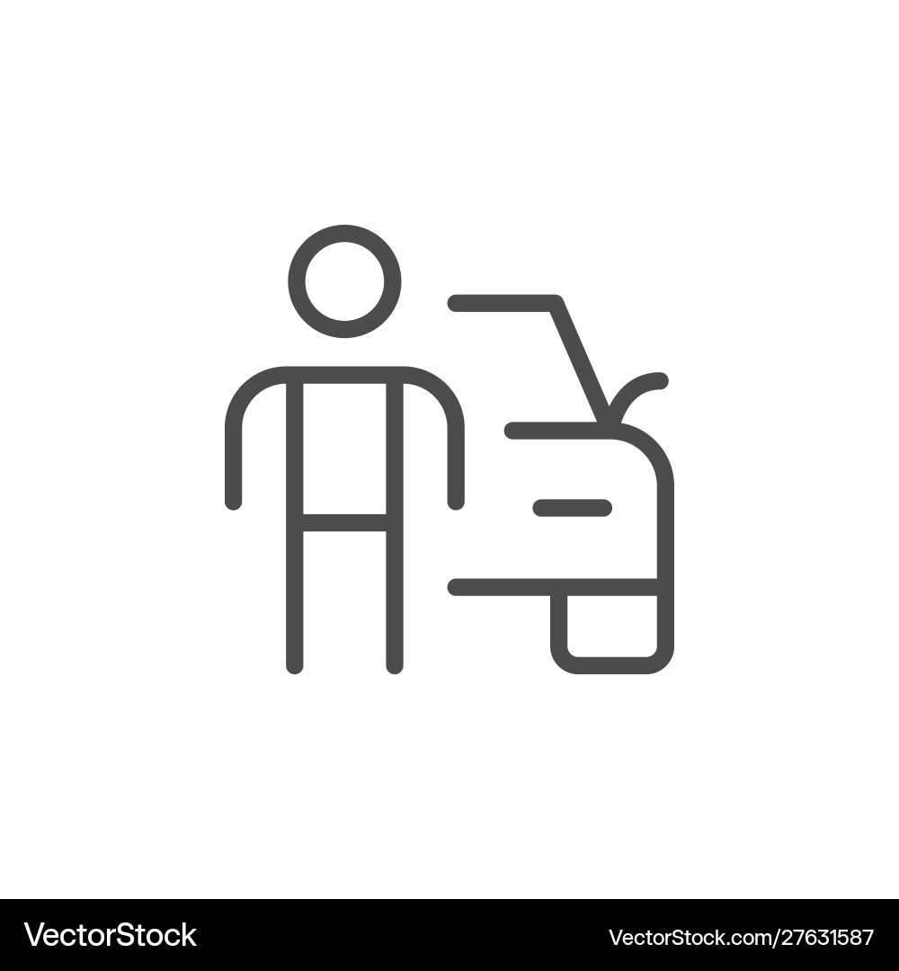 Driver and car line outline icon Royalty Free Vector Image