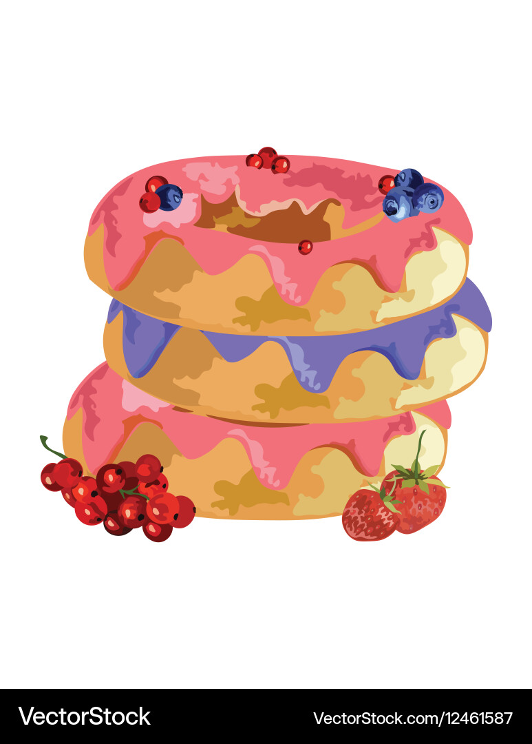 Fruit jam donuts with berry syrup Royalty Free Vector Image