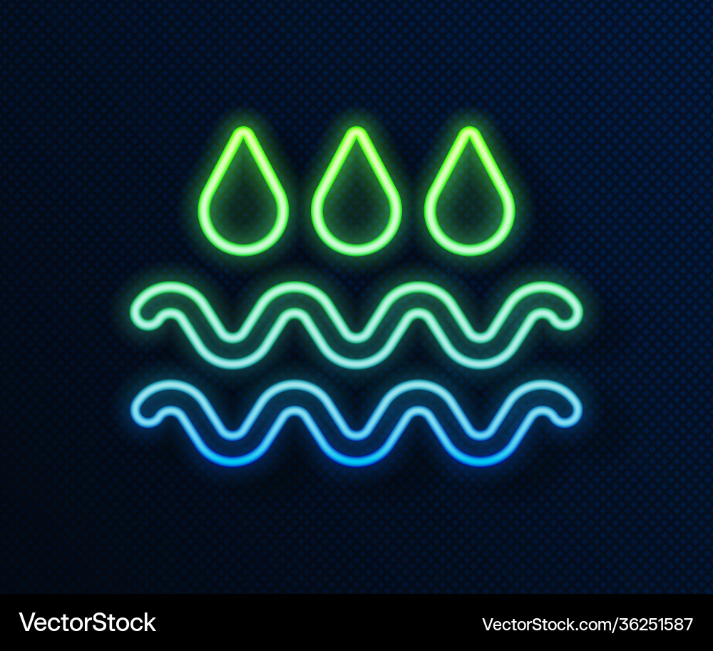 Glowing neon line wave with water drop icon Vector Image