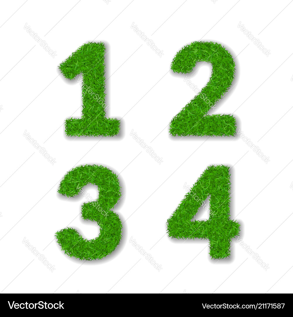 Grass numbers 1 2 3 4 green numbers one two Vector Image