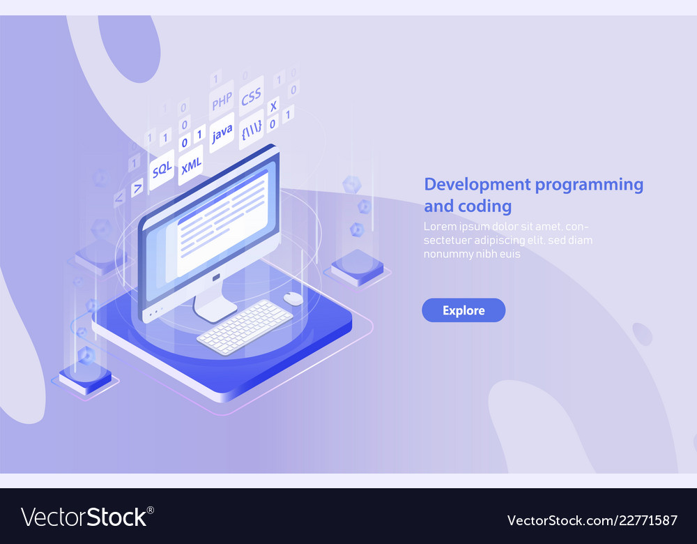 Horizontal banner template with computer keyboard Vector Image