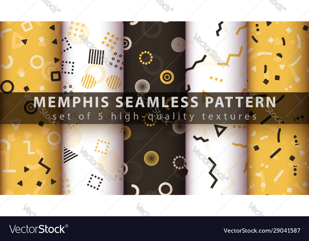Memphis seamless pattern - set five items Vector Image