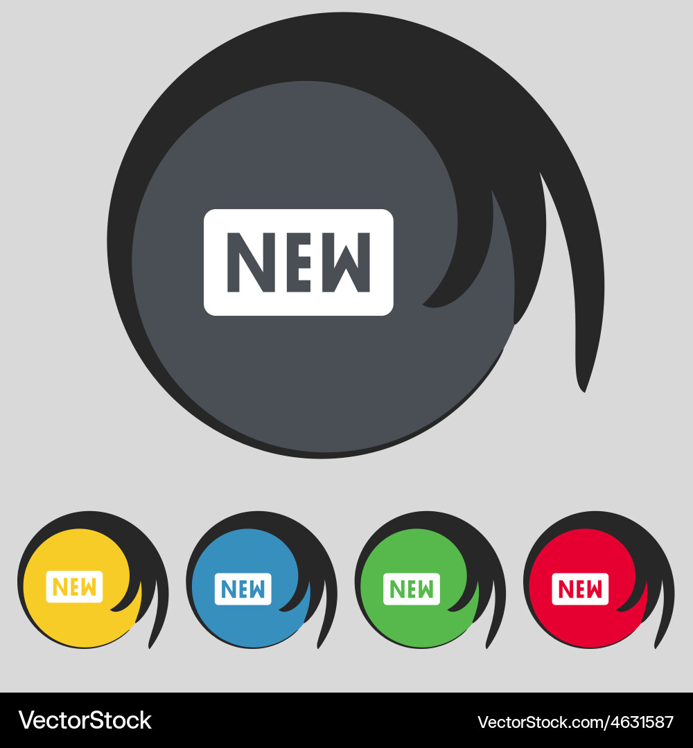 New icon sign symbol on five colored buttons Vector Image