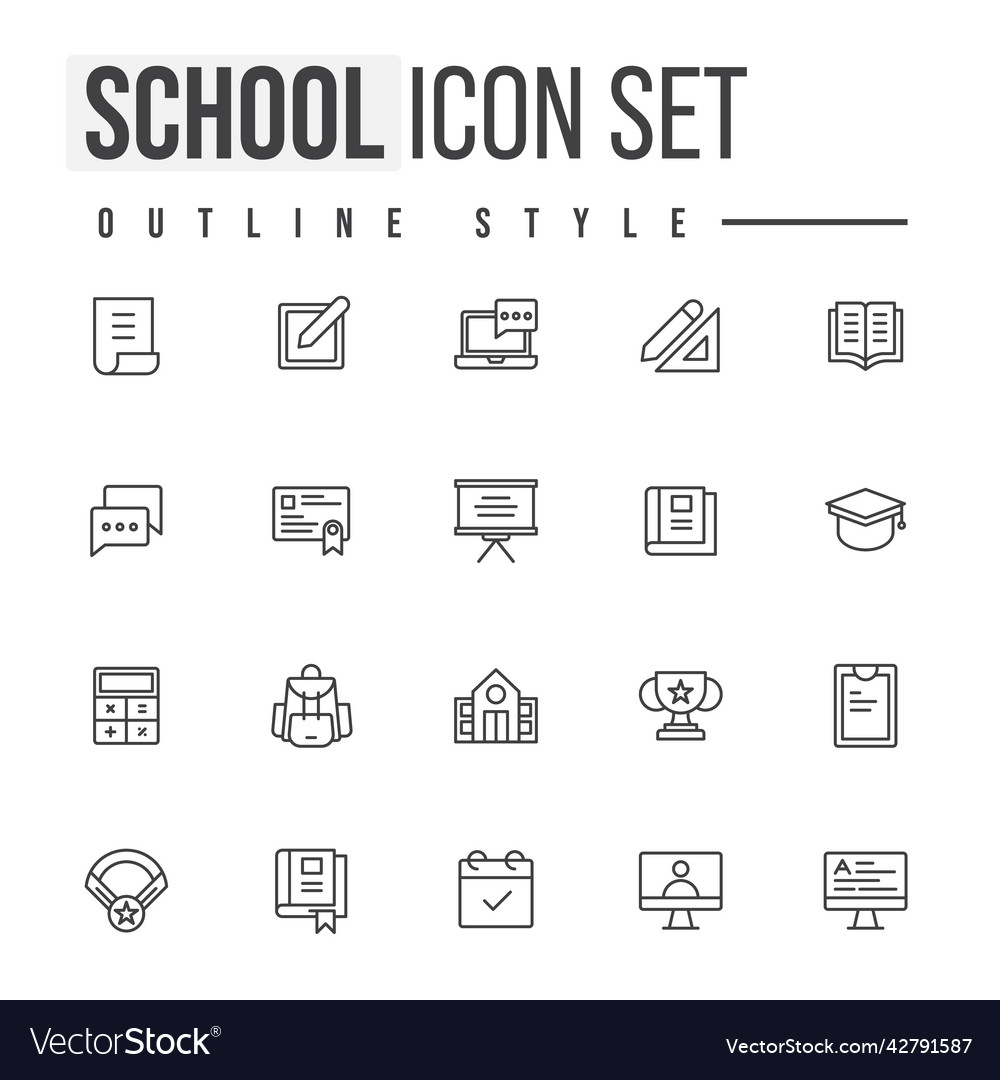 Simple set of school related line icons linear Vector Image