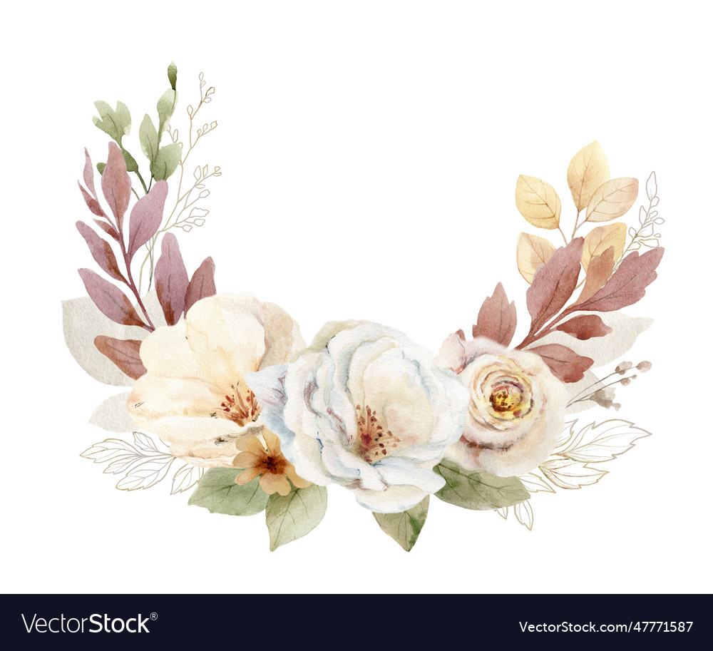 Watercolor botanical wreath with flowers Vector Image