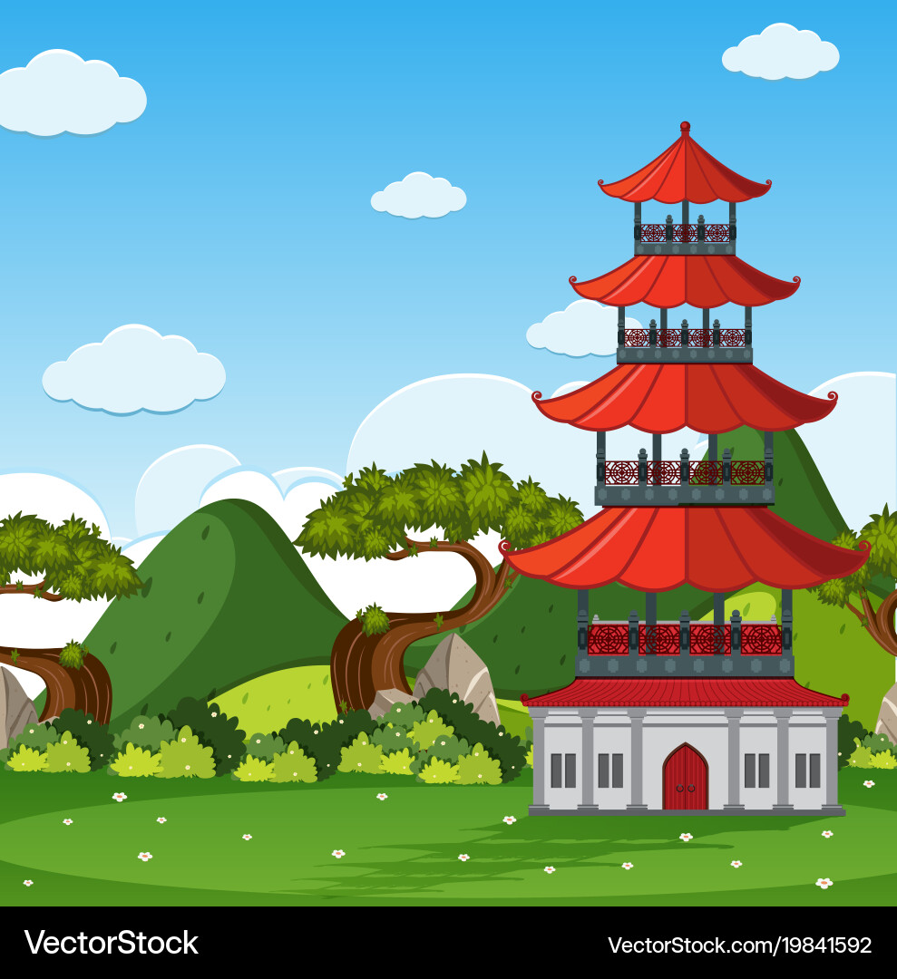 Background scene with building in chinese style Vector Image