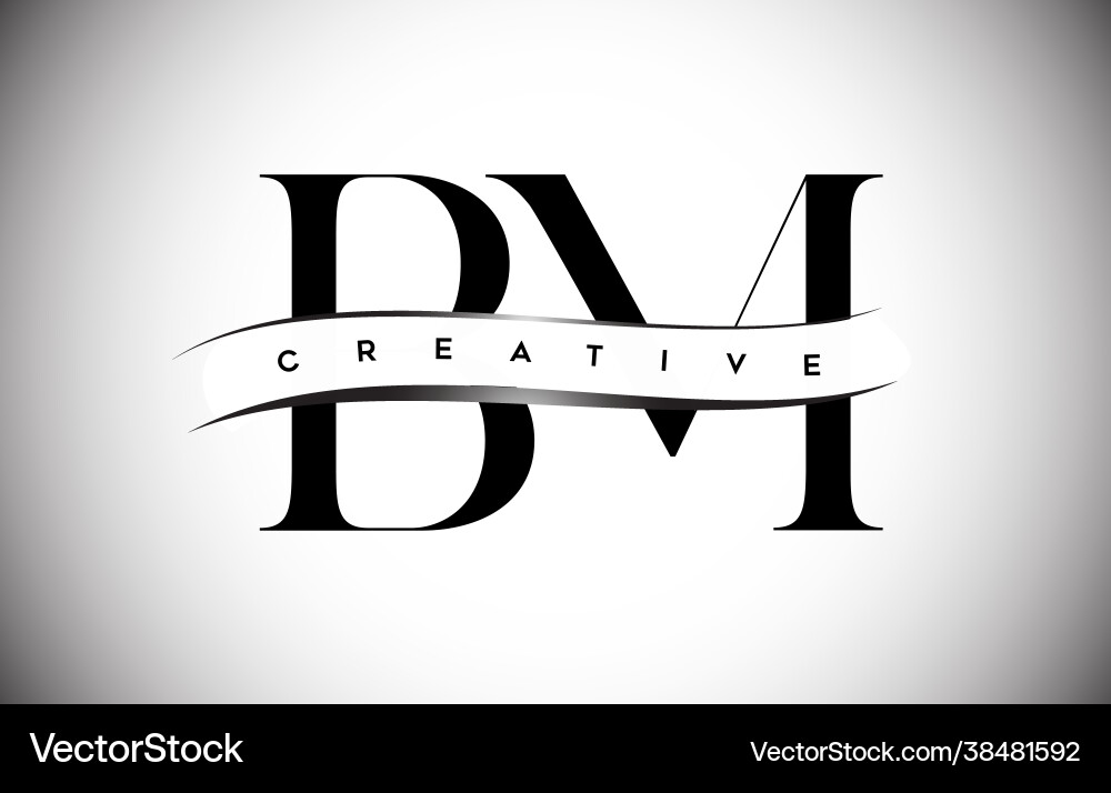 Bm letter logo with serif and creative cut Vector Image