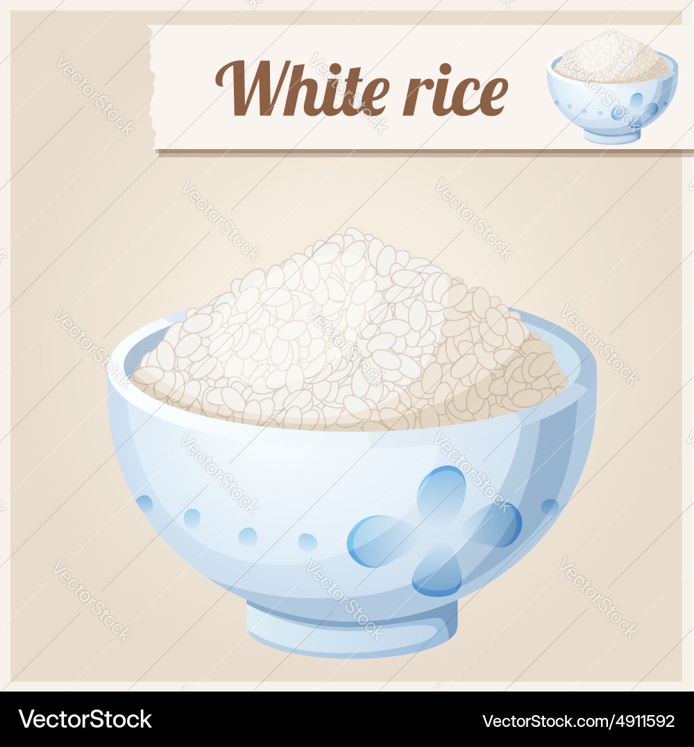 Bowl white rice detailed icon Royalty Free Vector Image
