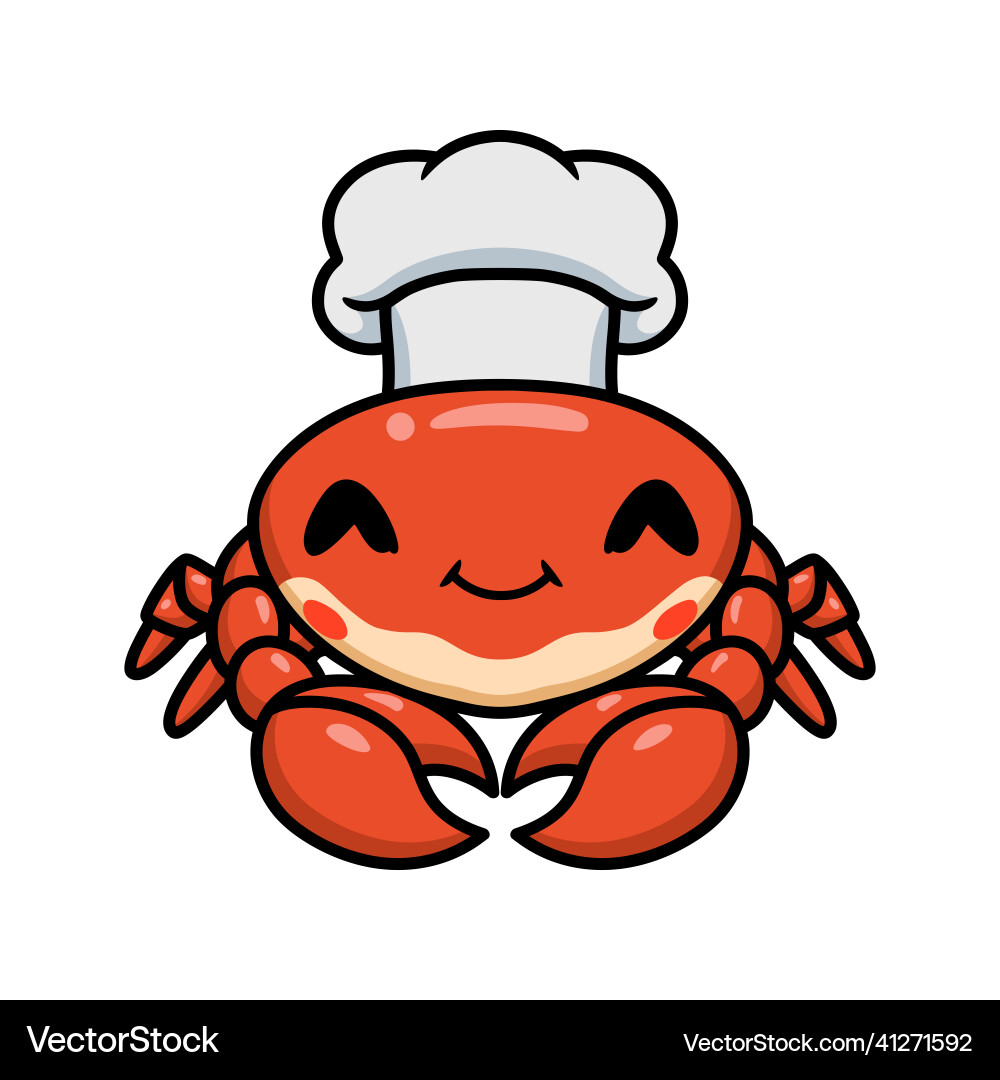 Cute little chef crab cartoon Royalty Free Vector Image