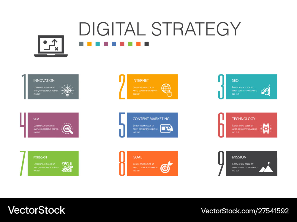 Digital strategy infographic 10 option line Vector Image