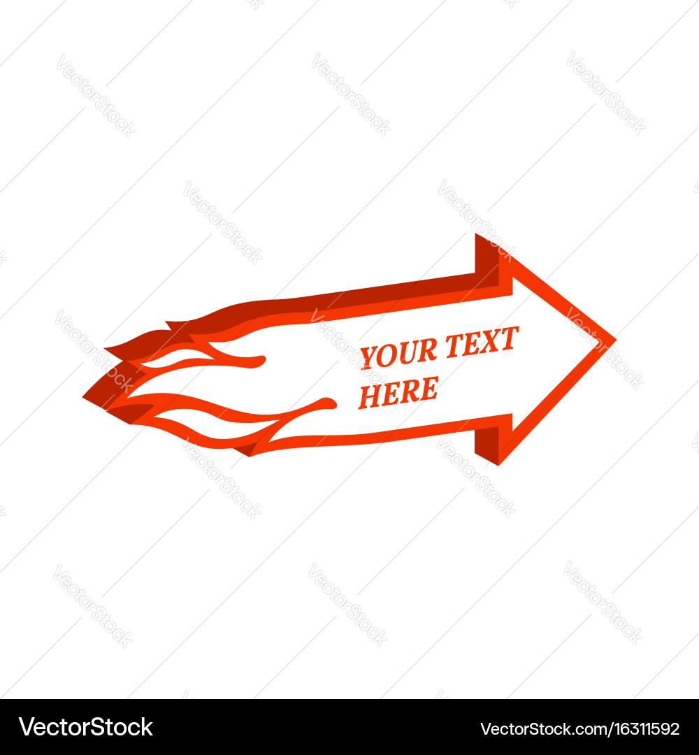 Flaming arrow symbol flat isometric icon or logo Vector Image