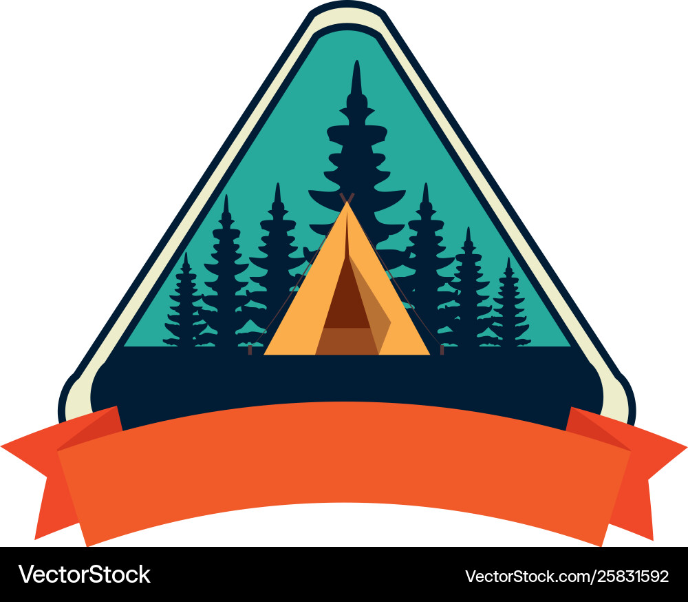 Frame with camping zone and tent scene Royalty Free Vector