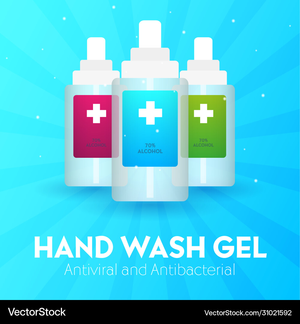 Hand sanitizer gel ads antibacterial effect Vector Image