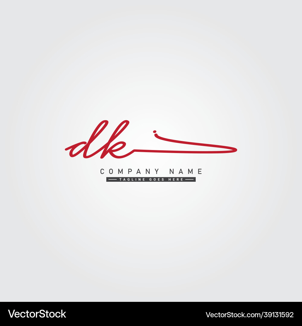 Initial letter dk logo - handwritten signature Vector Image