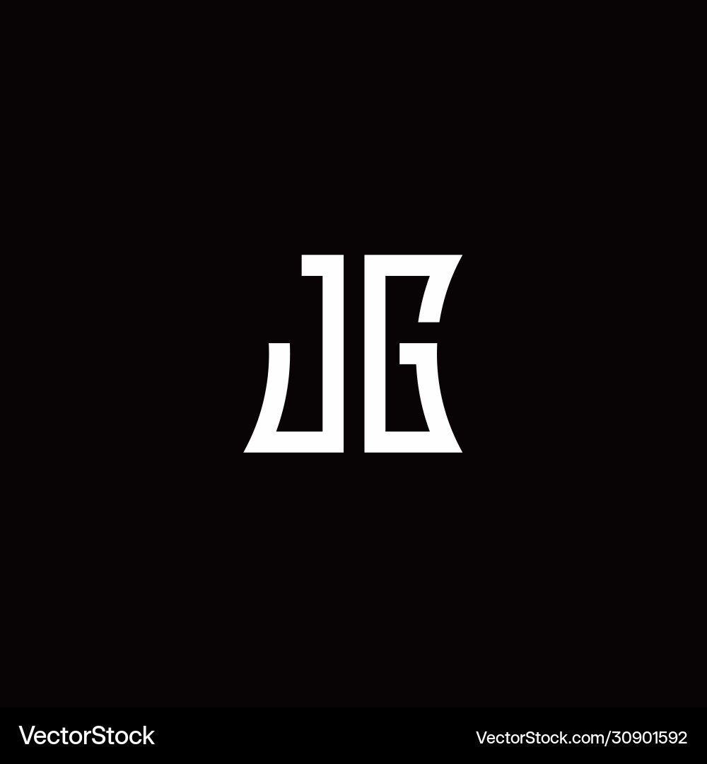 Jg monogram logo letter with curved side style Vector Image