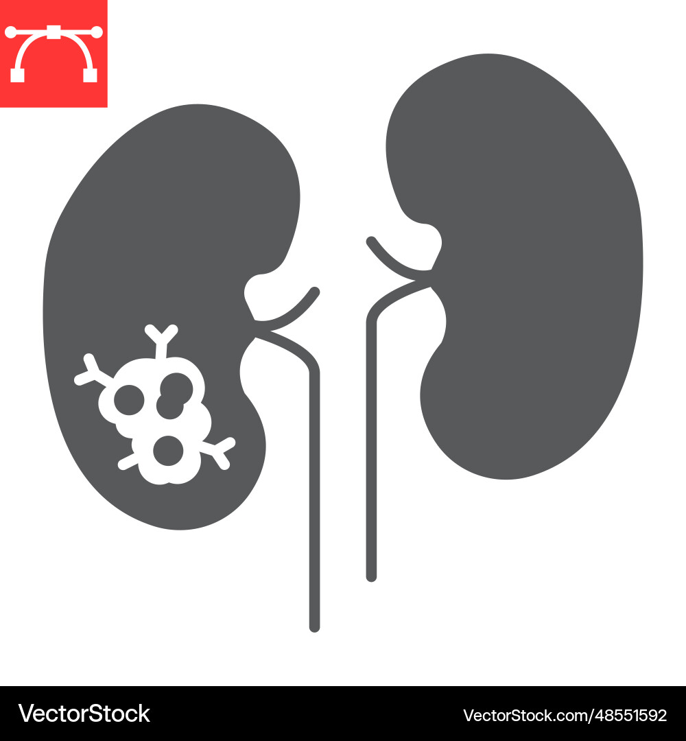 Kidney cancer glyph icon Royalty Free Vector Image