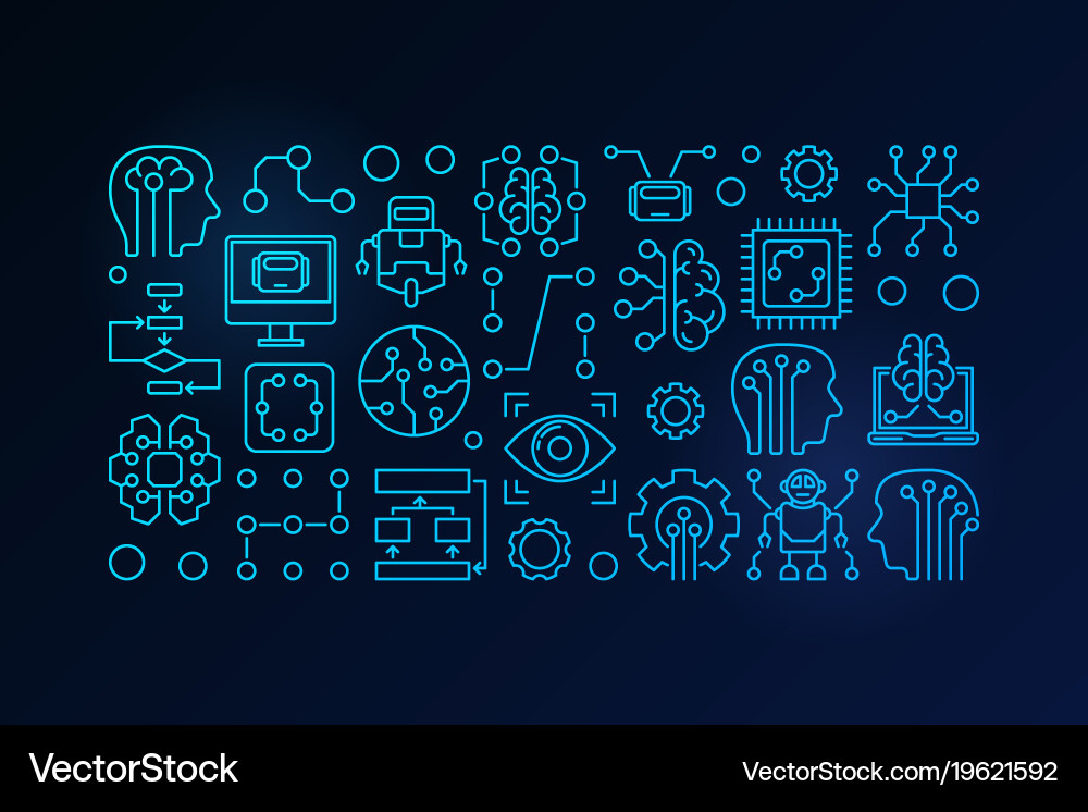 Machine learning and artificial intelligence Vector Image