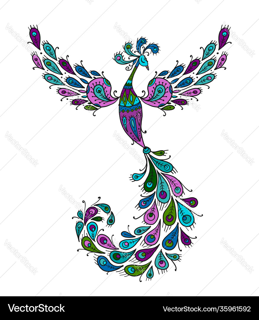 Magic fairy bird phoenix bird mythical character Vector Image
