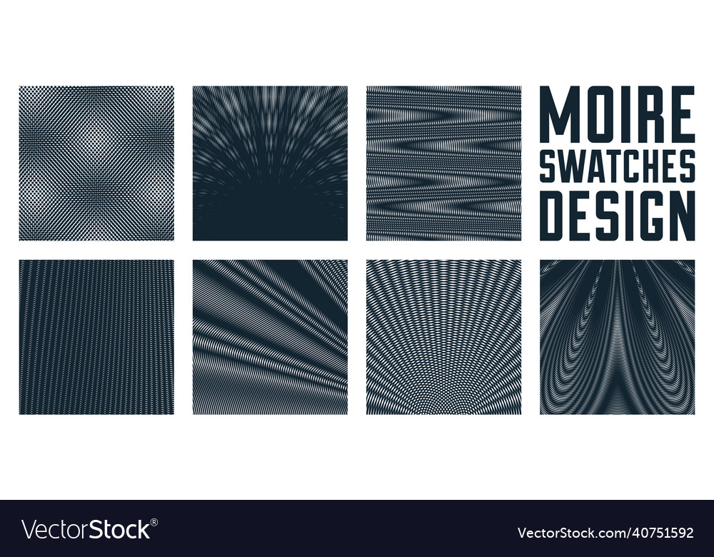 Moire abstract backgrounds set linear contrast Vector Image
