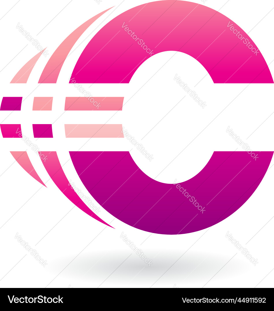 Pink striped letter c icon with motion ghosting Vector Image