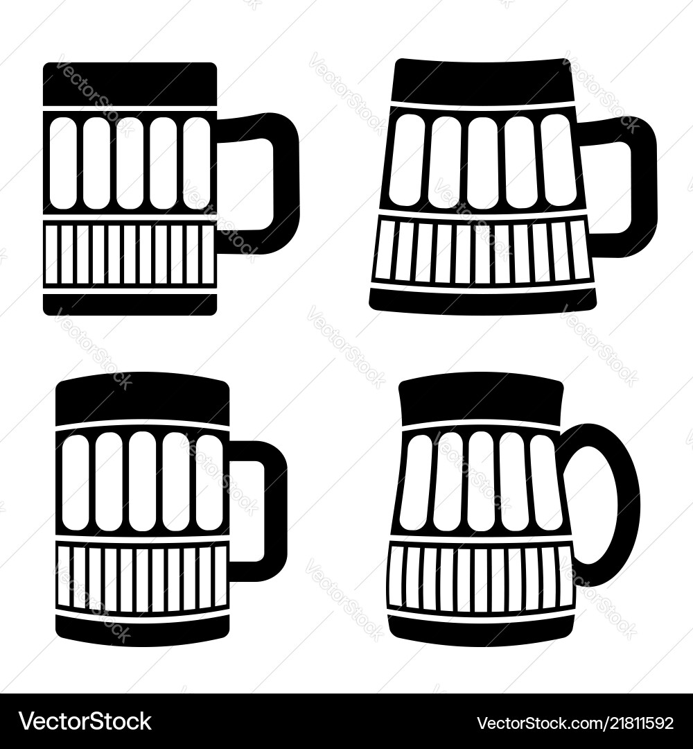 Set of different beer mugs Royalty Free Vector Image