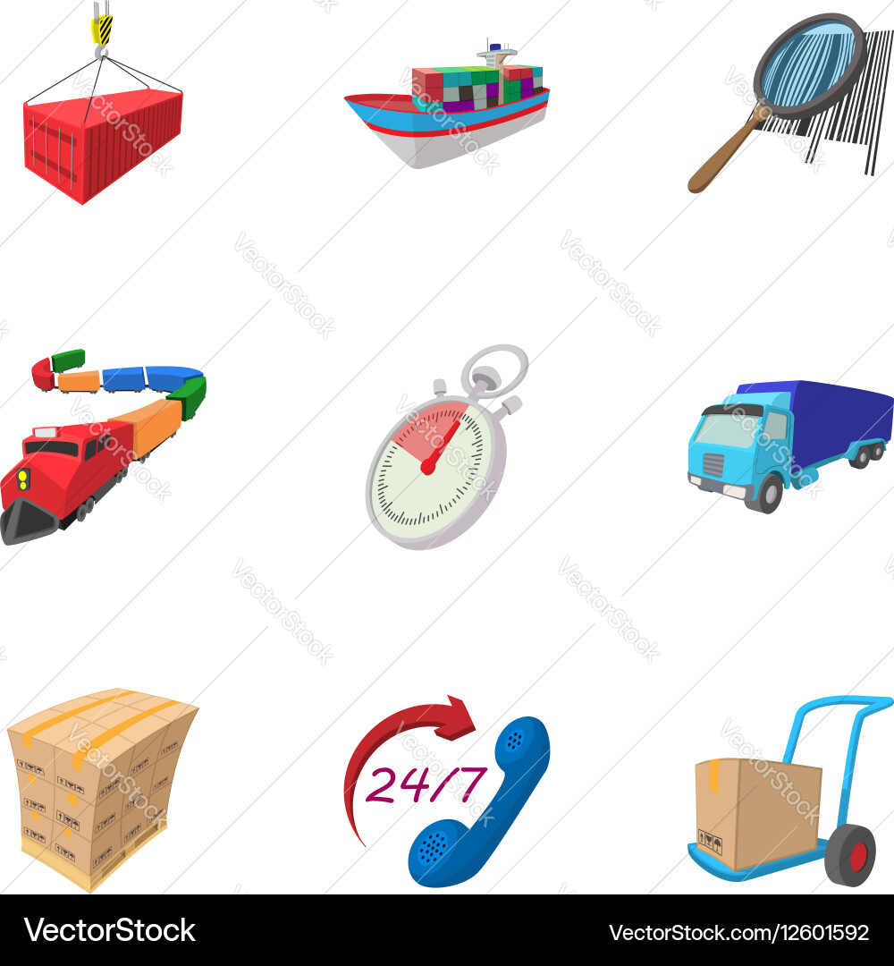 Shipment icons set cartoon style Royalty Free Vector Image