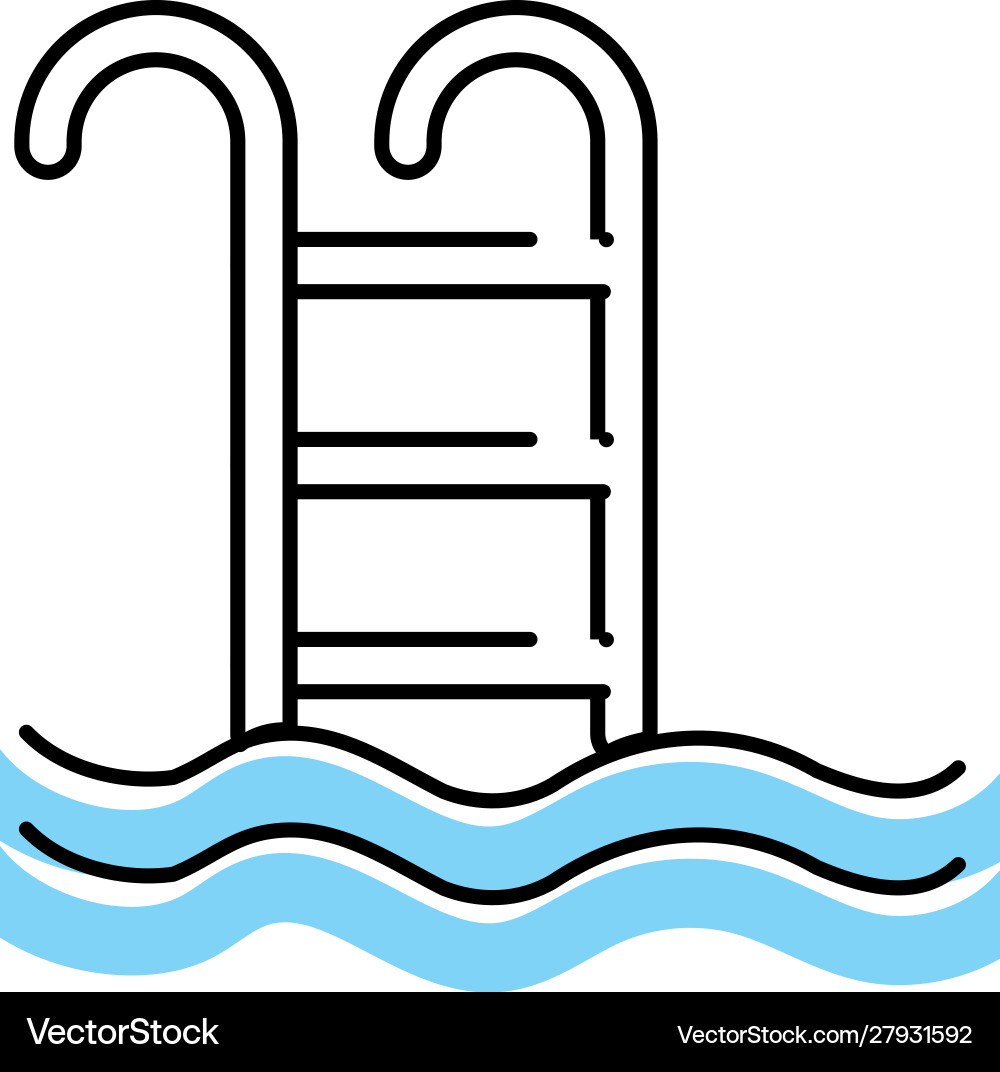 Stairs pool spa fill style icon Royalty Free Vector Image