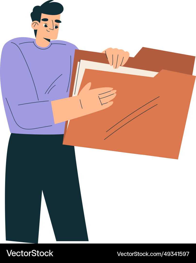 Business concept with man character hold document Vector Image