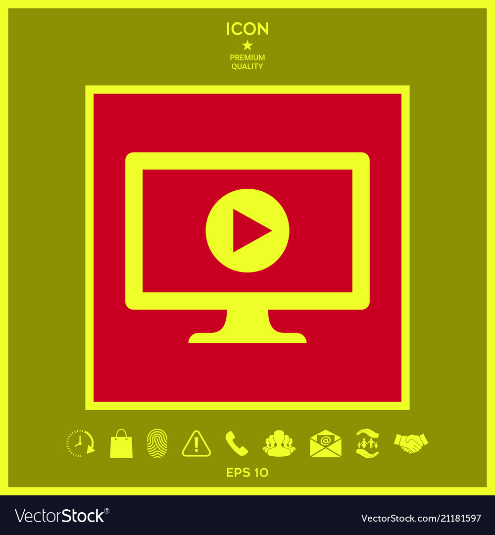 Computer with play button icon Royalty Free Vector Image