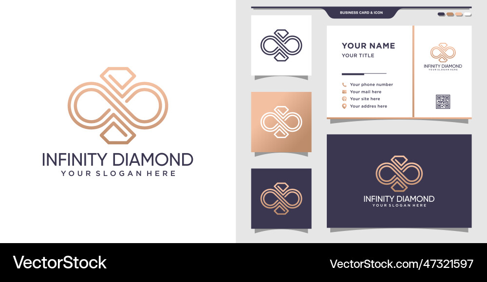 Diamond logo combined with infinity style logo Vector Image