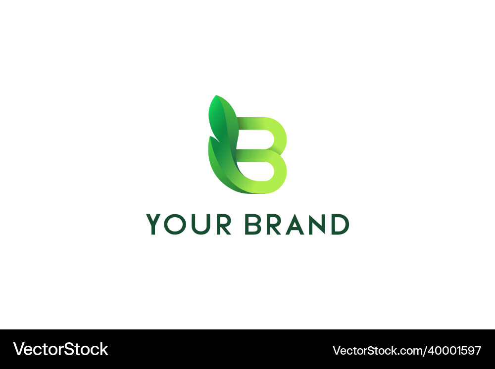 Eco friendly letter b green leafy logo Royalty Free Vector