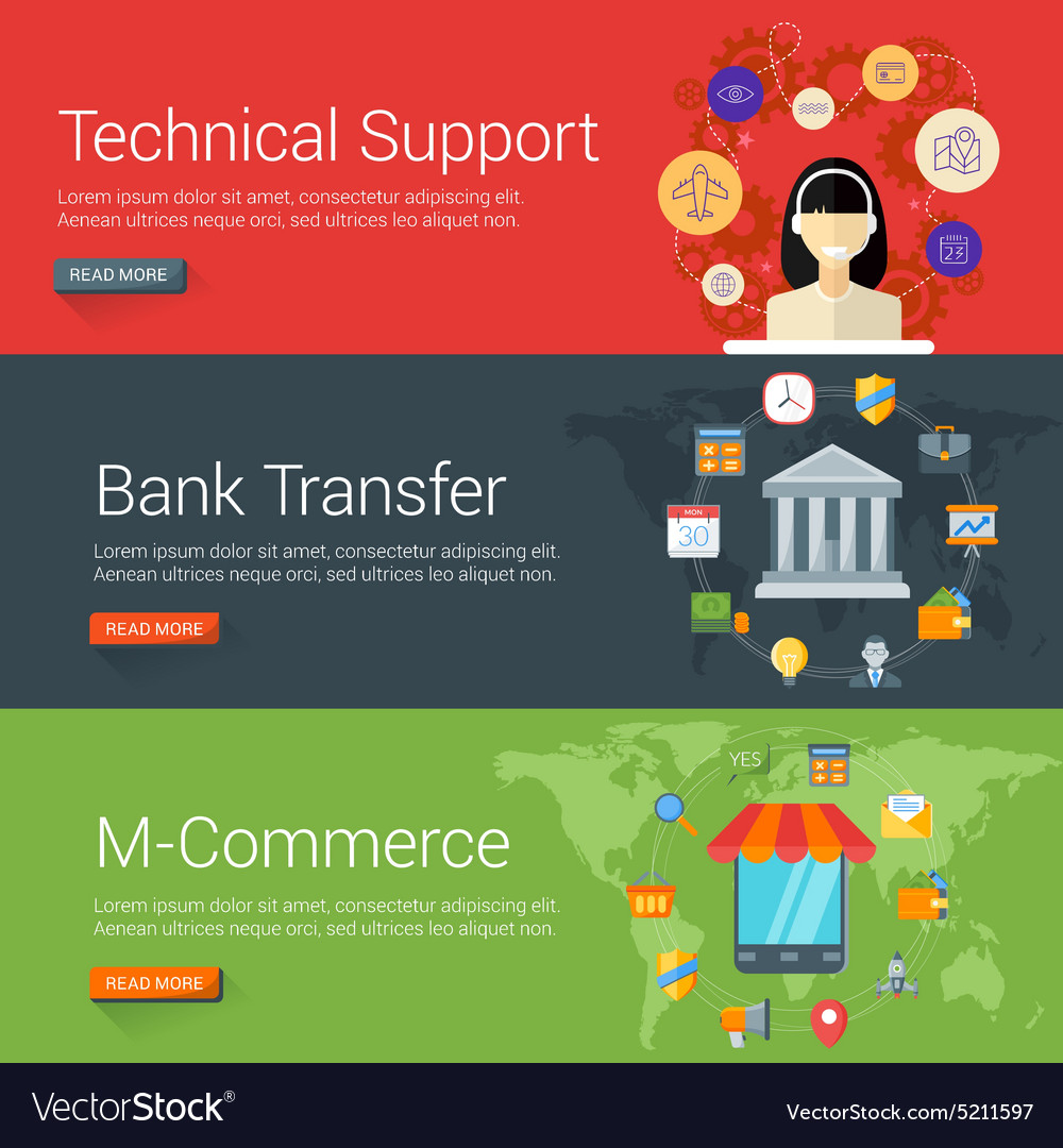Flat design concept set of for web banners Vector Image