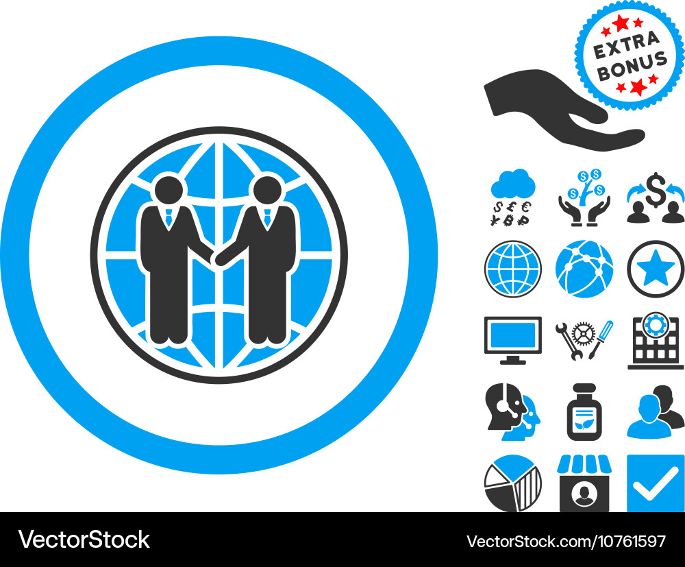 Global partnership flat icon with bonus Royalty Free Vector