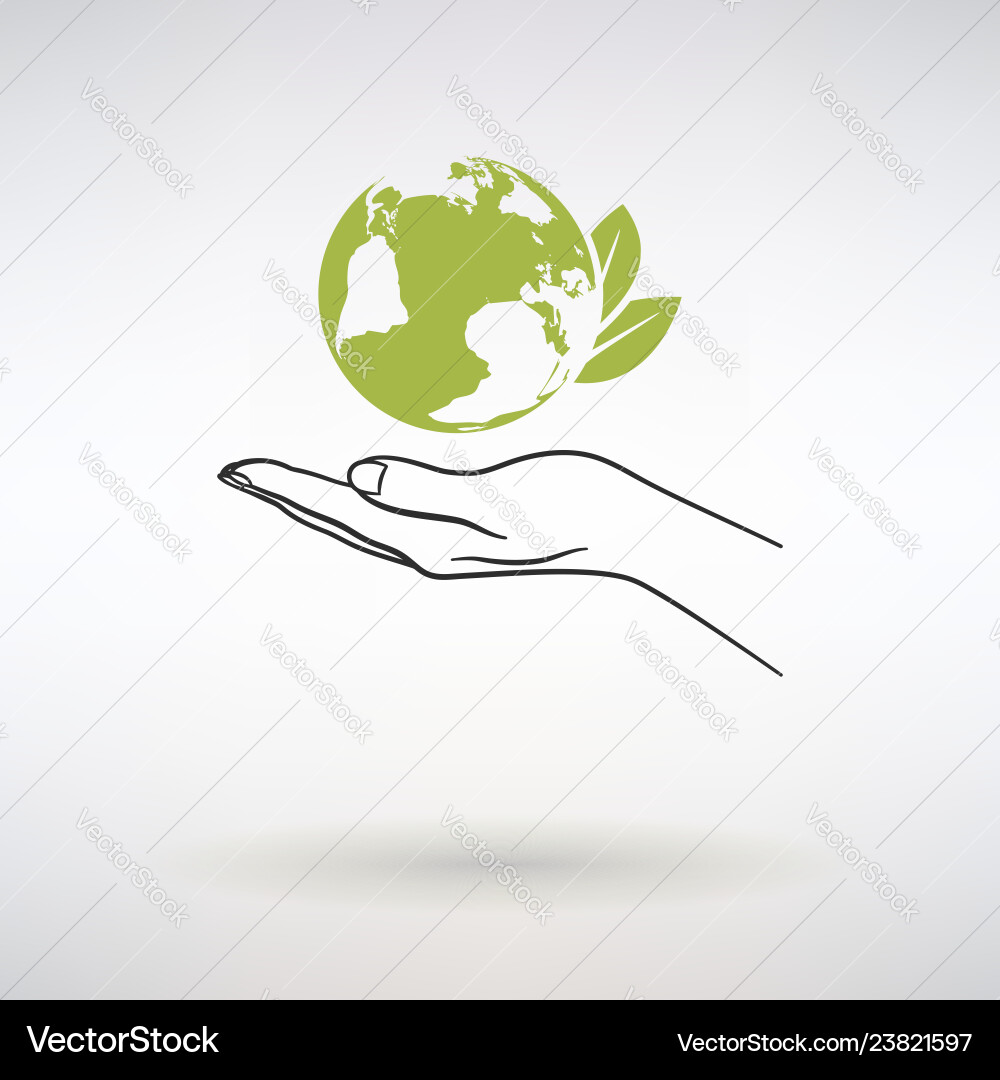 Hand and earth ecology icon Royalty Free Vector Image