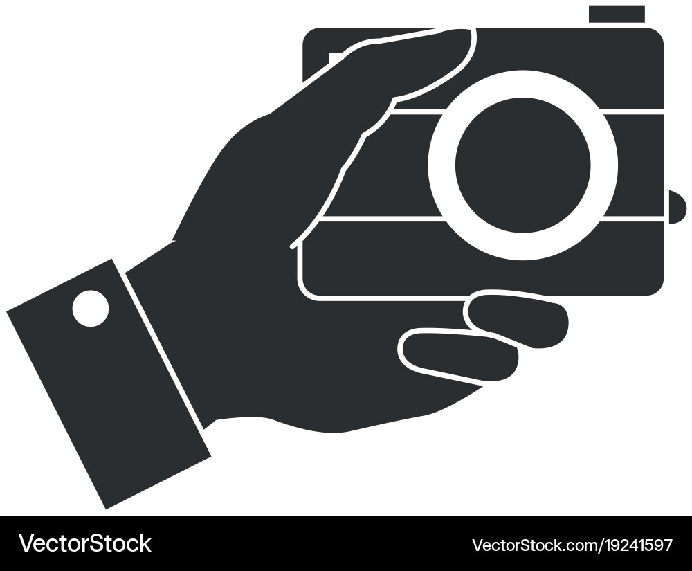 Hands with photographic camera isolated icon Vector Image