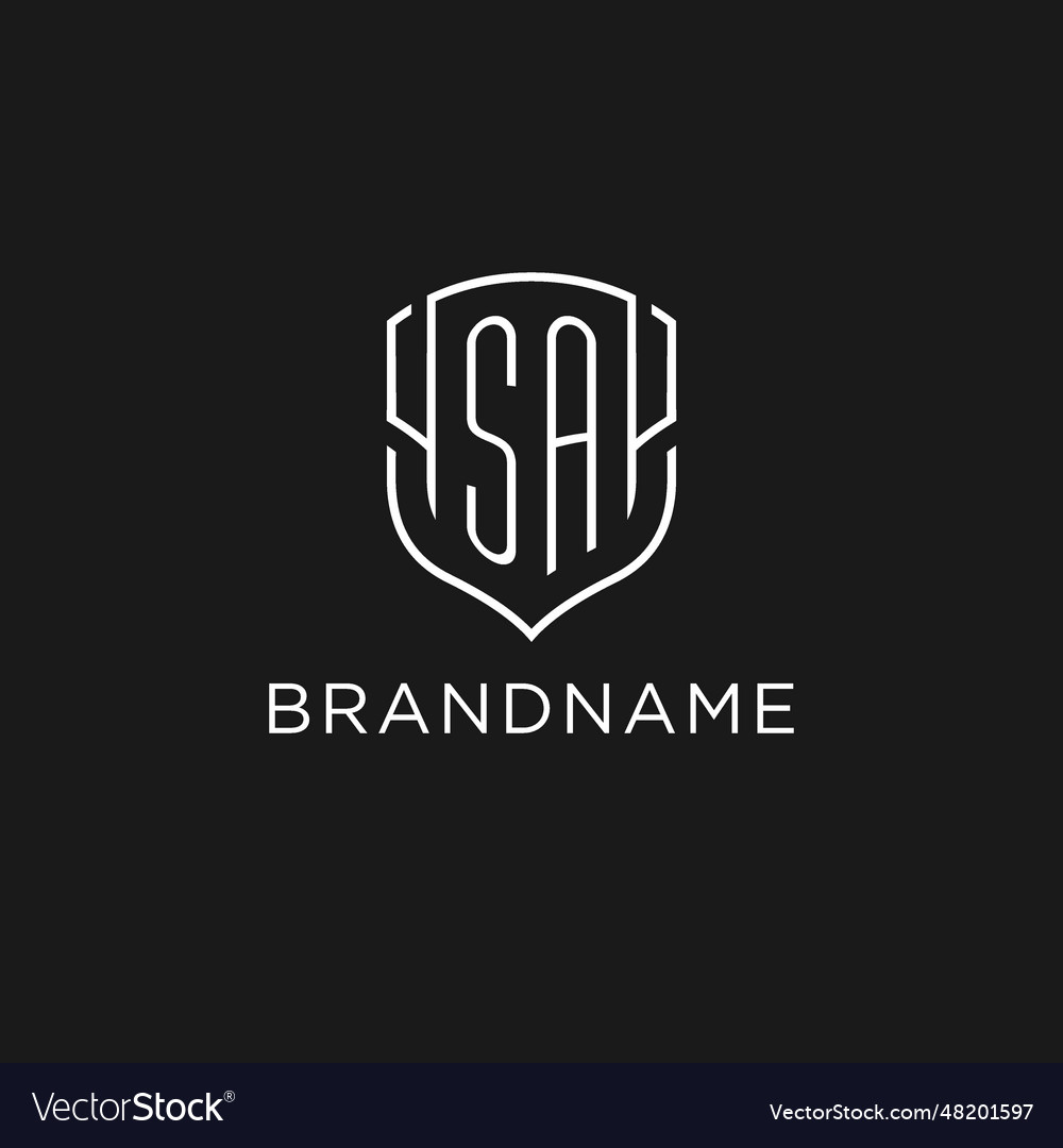Initial sa logo monoline shield icon shape with Vector Image Initial sa logo monoline shield icon shape with Vector Image