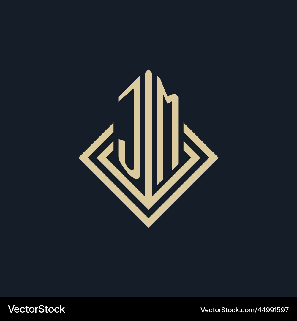 Initials jm logo rhombus lines shape style luxury Vector Image