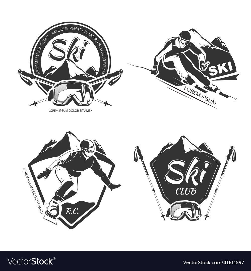 Snowboarding and skiing emblems labels badges Vector Image