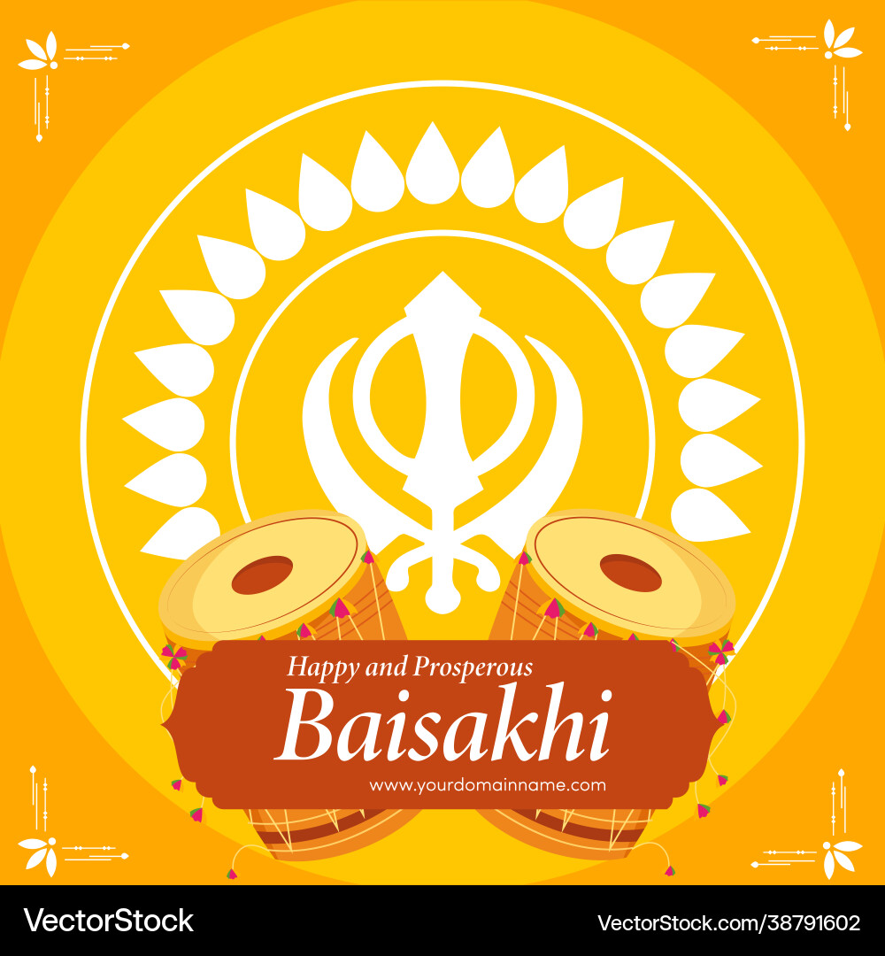 Banner design happy baisakhi Royalty Free Vector Image