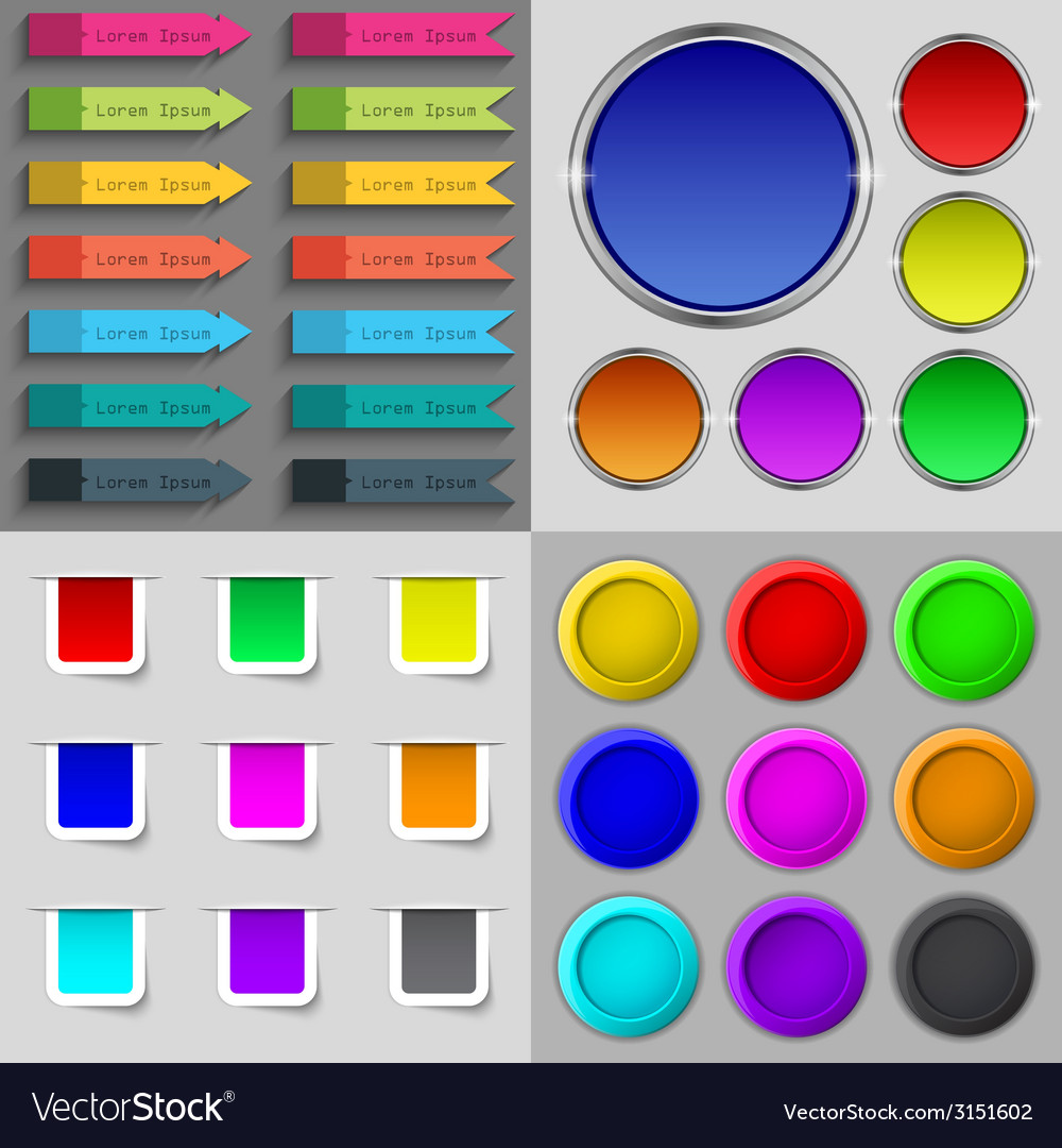 Big set of different colored buttons trendy modern