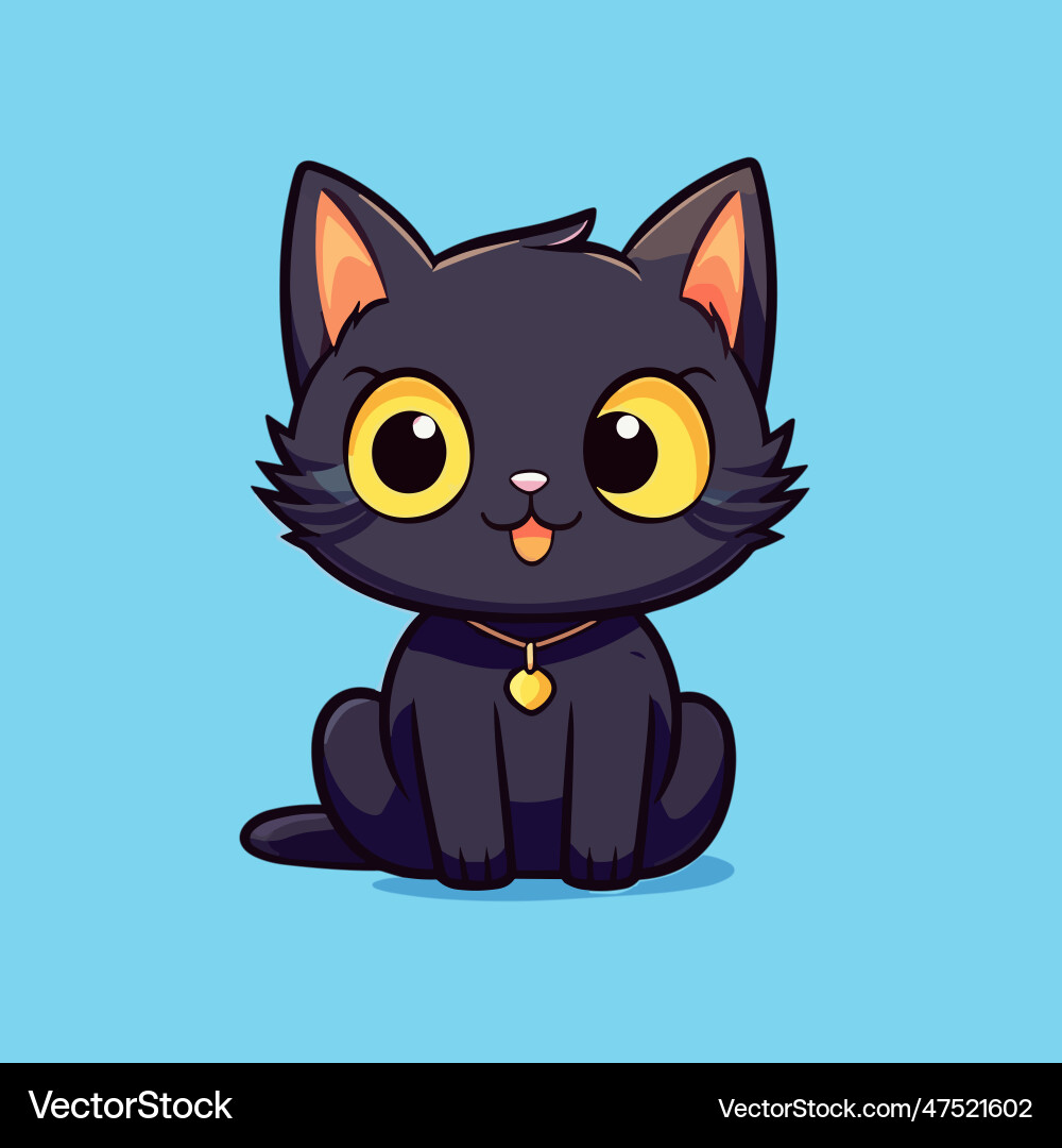 Black magical cat Royalty Free Vector Image - VectorStock