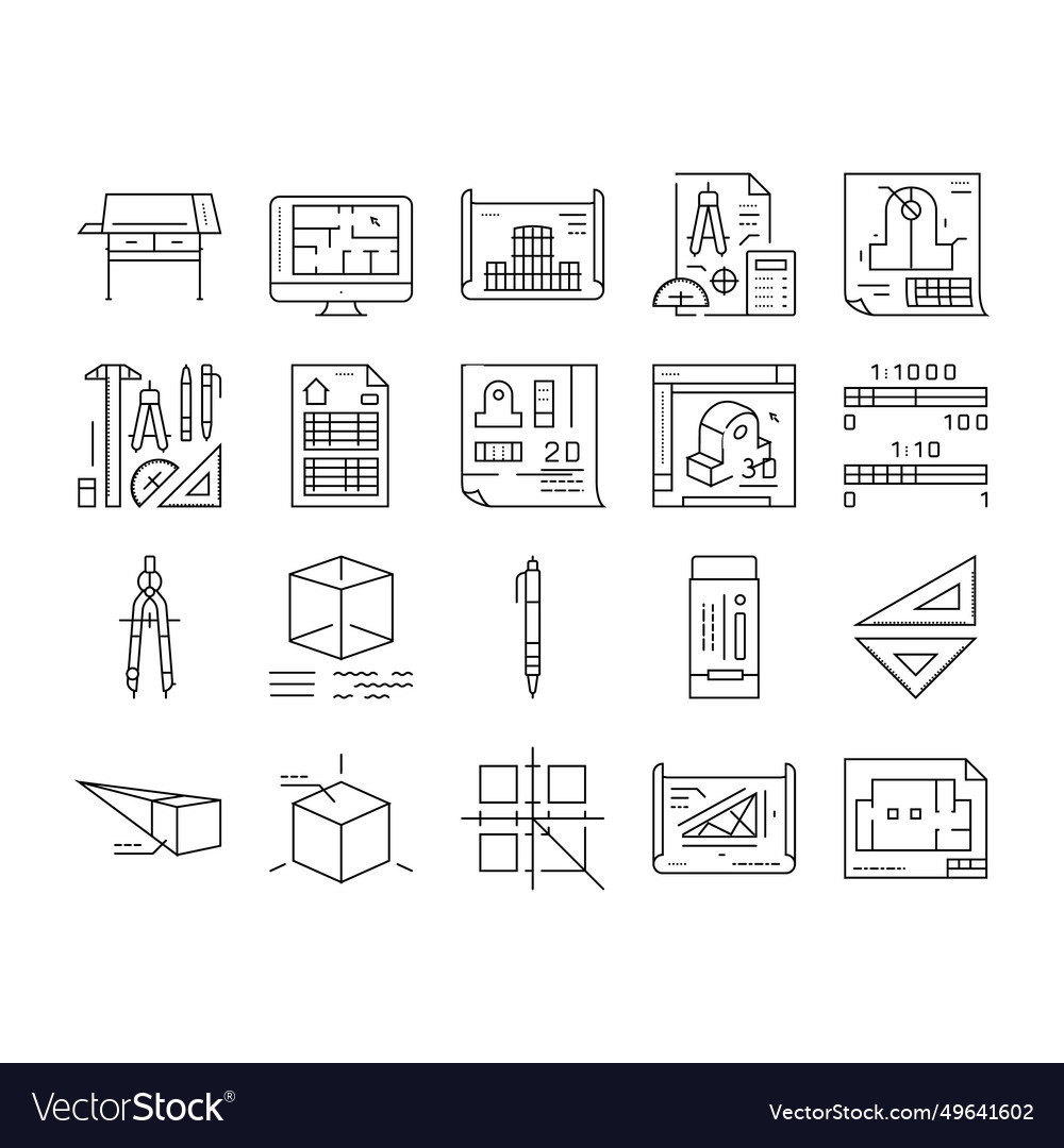 Engineer construction architect icons set Vector Image