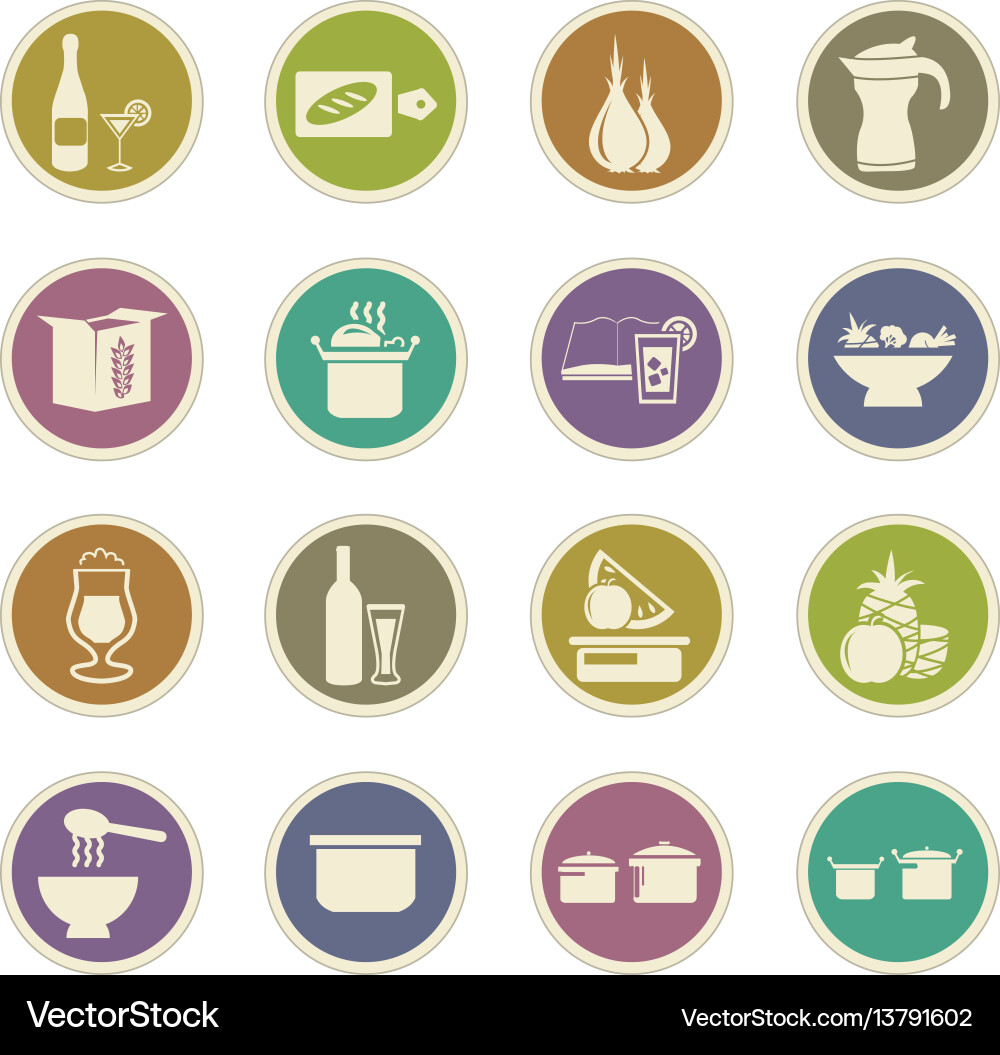 Food and kitchen icons set Royalty Free Vector Image