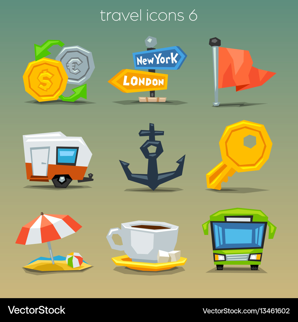 Funny travel icons-set 6 Royalty Free Vector Image