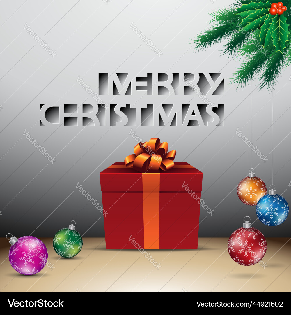 Grey paper cut merry christmas background Vector Image